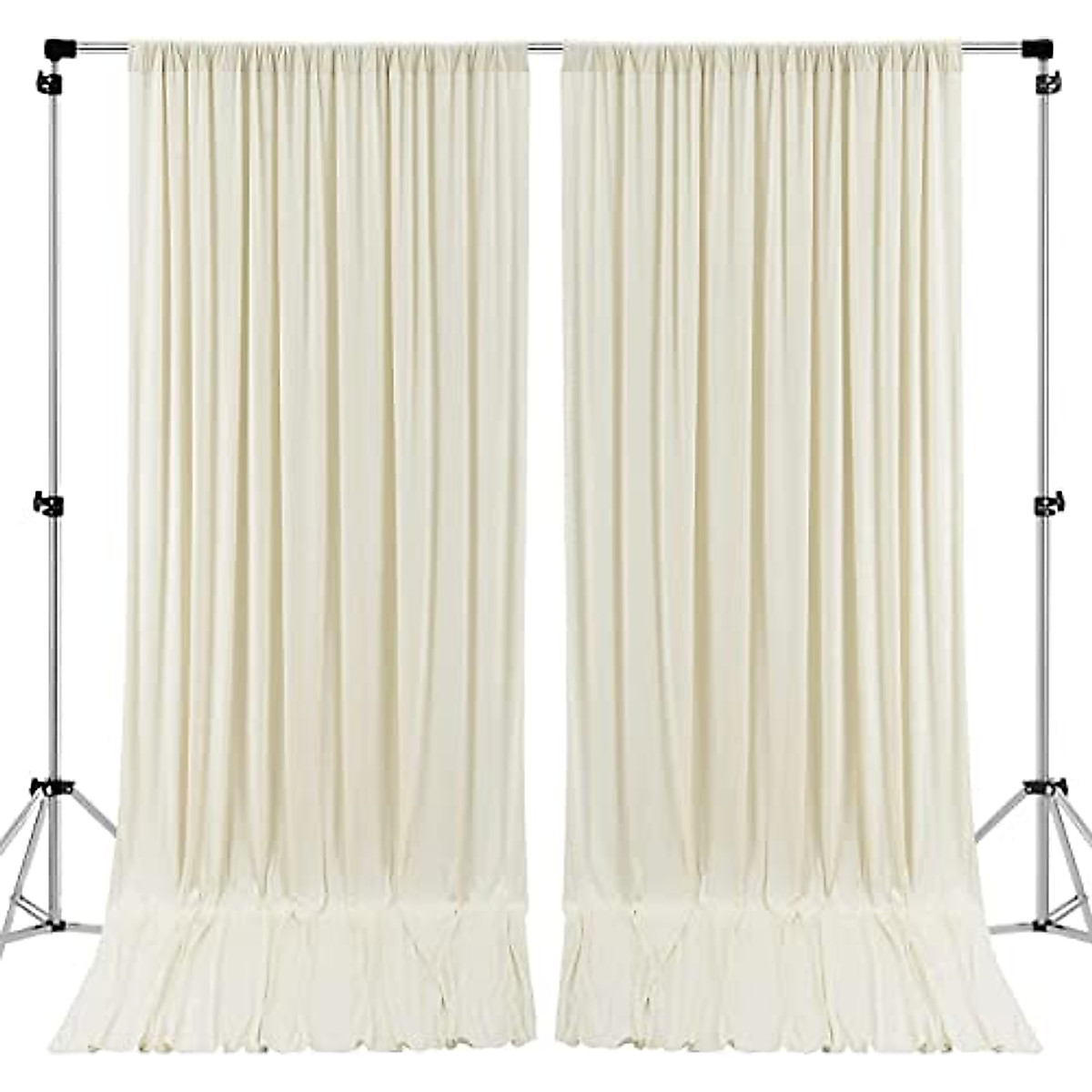 AK TRADING CO. 10 feet x 10 feet Polyester Backdrop Drapes Curtains Panels with Rod Pockets - Wedding Ceremony Party Home Window Decorations - Ivory