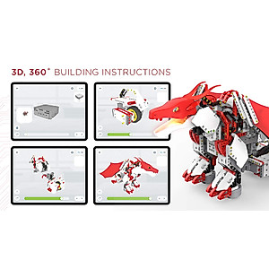 JIMU ROBOT Mythical Series: FireBot Kit/App-Enabled Building & Coding STEM Robot Kit (606 Pcs), Red, Model:JRA0601