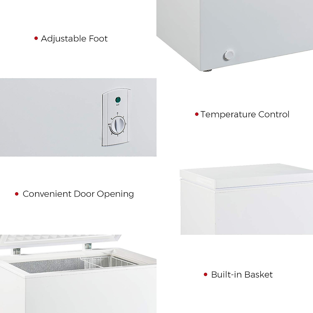 KEG 7.0 cu ft Top Chest Freezer with Adjustable Thermostat and Removable Storage Basket, Freezing Machine for Home and Kitchen