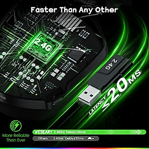 WESEARY 7.1 Wireless Gaming Headset with Microphone for PS4, PS5, PC, Switch, Mac, 2.4GHz Bluetooth Gaming Headphones with Crystal-Clear Mic, 50Hr Battery, Cool RGB