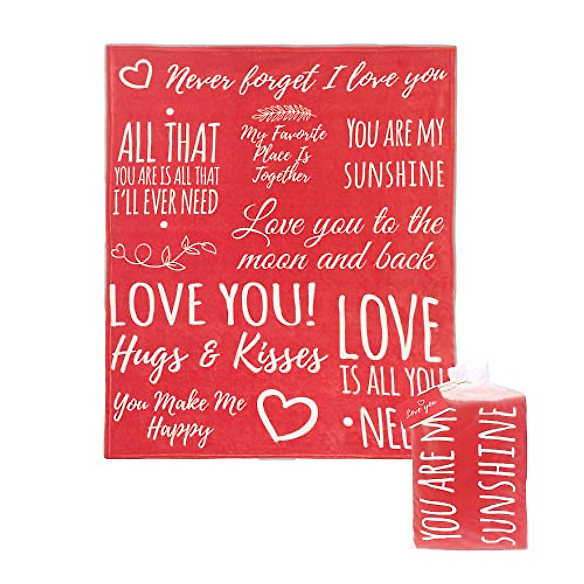 EasyFluffy I Love You Blanket - Girlfriend Gifts for Girlfriends and Boyfriends - Inspirational Blankets for Women - Couples Blanket - Love Gifts - Hug Blanket, Throw 50” x 60” (Red)