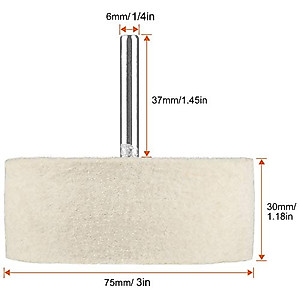 75 mm Felt Polishing Buffing Wheel, 3 inch Wool Polishing Wheel for use with Cerium Oxide Polishing Powder By STARVAST