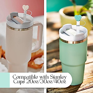 4 PCS Stanley Straw Cover Cap for Stanley Cup Straw Topper pack of 10mm, Cute Heart Straw Covers, 40 Oz Straw Caps Stanley Cup Tumblers Accessories