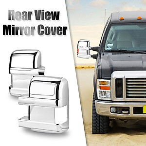 X AUTOHAUX Pair Chrome ABS Side Door Full Mirror Covers for Ford F250 F350 F450 Super-Duty 2008-2016