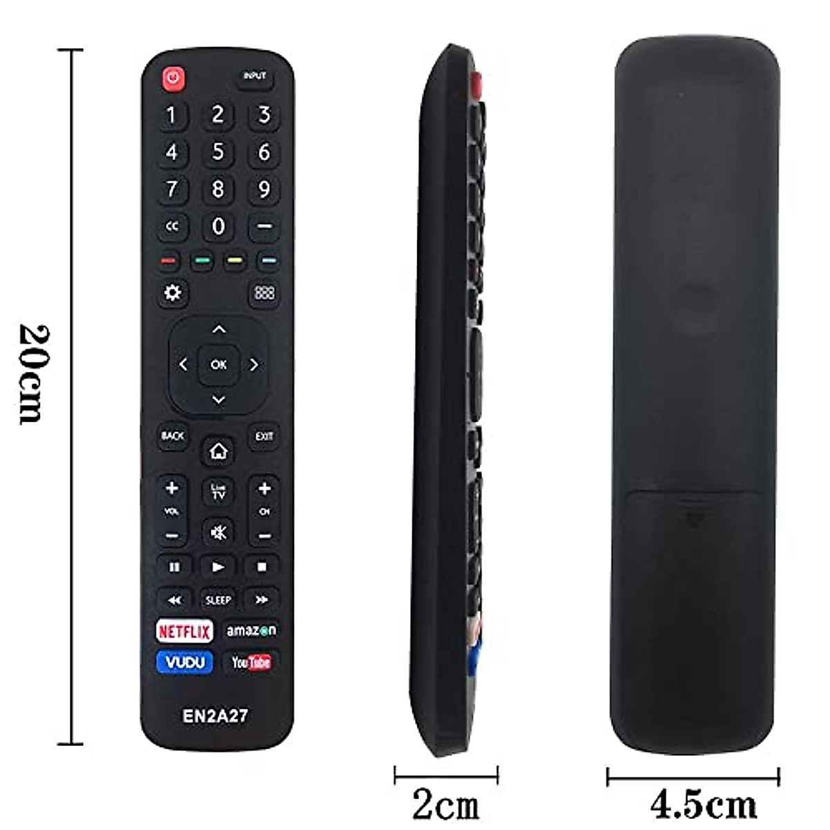 Riry Replacement Hisense TV Remote Control EN2A27 for Hisense Remote Control Compatible with All Hisense Android 4K LED HD UHD Smart TVs
