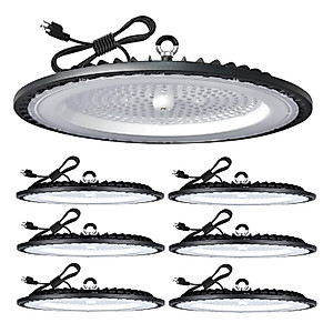 ONLYLUX LED High Bay Light 200w, LED Garage Lightsing, LED Shop Lights 5000K Daylight 30000LM 6 Pack, UFO LED Highbay Lights with US Plug, IP65 Commercial Bay Lighting, for Warehouse, Garage