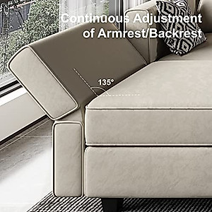 Belffin Modular Sectional Sofa with Reversible Chaises Velvet U Shaped Sectional Couch with Storage Seat Grey