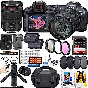 Canon EOS R5 Mirrorless Camera w/RF 24-105mm f/4 L is USM Lens + Canon HG-100TBR Tripod Grip + 128GB Ultra Pro Memory Card + LED Video Light + Filters & More (Renewed)