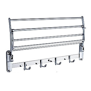 Hamhsin Stainless Steel Wall Mounted Bathroom Towel Rack Brushed Towel Shelf Towel Holder Hotel Rail Shelf Storage Holder (60cm)