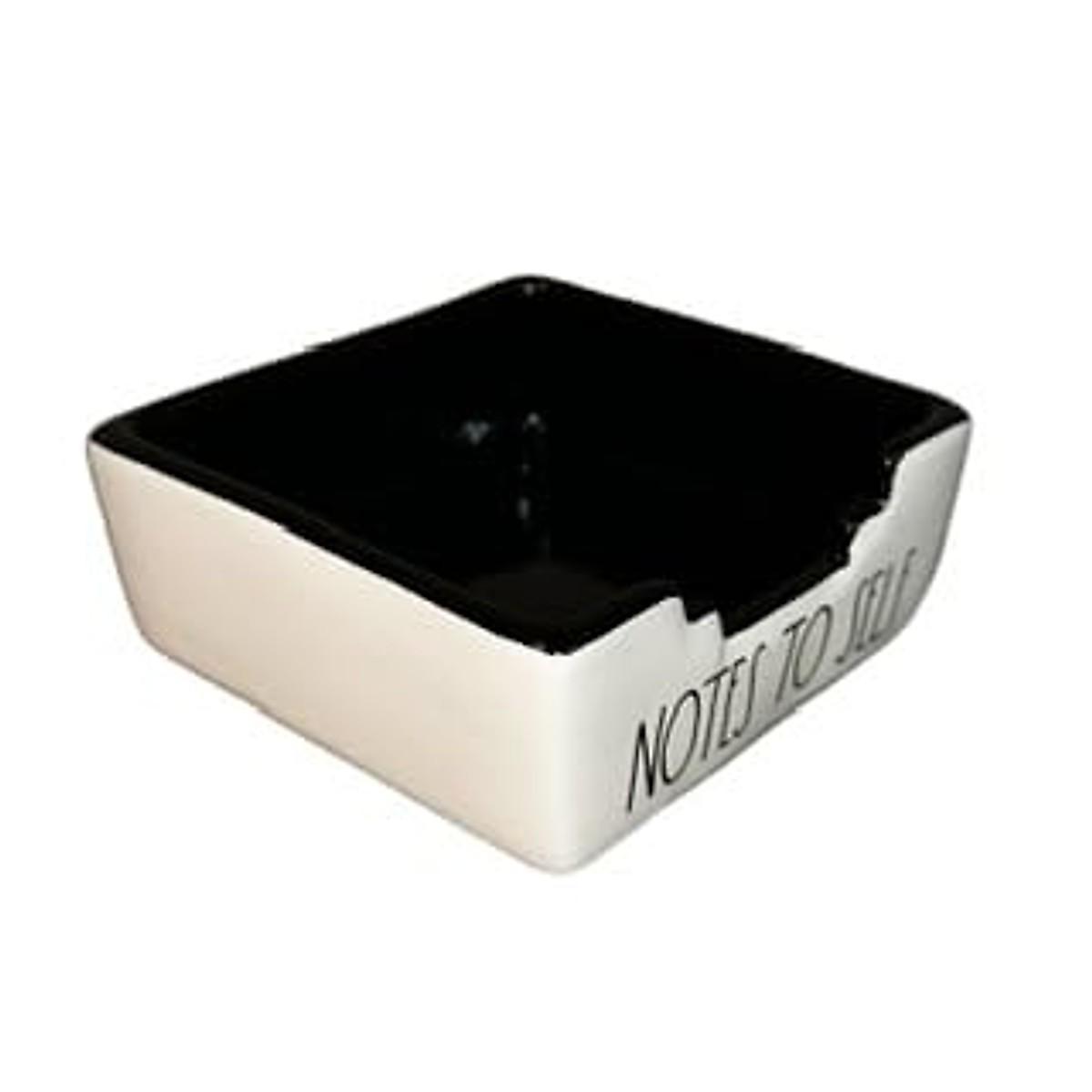 Rae Dunn NOTE TO SELF Post it Holder - Black inside - Ceramic - Office desk organizer