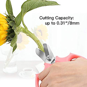 Housolution Flower Scissors, Strong Floral Shears, Premium Steel Garden Pruning Shears Floral Fruits Leaf Scissors Hand Pruner Snip Trimming Tool for Gardening Flower Arrangement, Pink