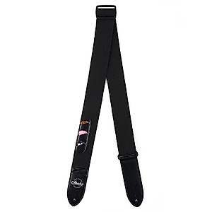 Amumu Guitar Strap Soft Cotton with 3 Pick Holders for Electric, Acoustic, Bass Guitar - Red