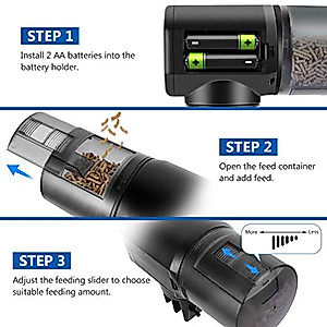 Barkmew Automatic Fish Feeder, Moisture-Proof Electric Auto Fish Feeder for Aquarium or Fish Tank, Fish Food Vacation Feeder Timer Fish Food Dispenser, 200ML, Black