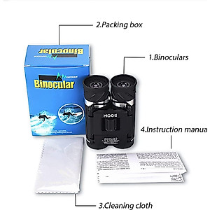 MAXVITAVELA 200x22 High Power Compact Binoculars with Clear Low Light Vision, Large Eyepiece Waterproof Binocular for Adults Kids, Easy Focus Bird Watching, Outdoor, Hunting, Travel, Black