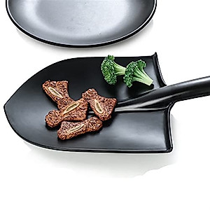 KOWMcp Dinner Plates Black Frosted Imitation Porcelain Spatula Tableware Dish Bowl Knife Dinner Plate Cooking Plate