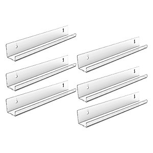 Cootack Vinyl Record Shelf Wall Mount Set 6 Pack, Album Record Floating Holder Display Daily Listening and Decorate Your Office or Home (Clear 7'')