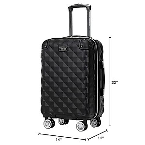 Kenneth Cole REACTION Diamond Tower Collection Lightweight Hardside Expandable 8-Wheel Spinner Travel Luggage, Black, 3-Piece Set (20", 24", & 28")