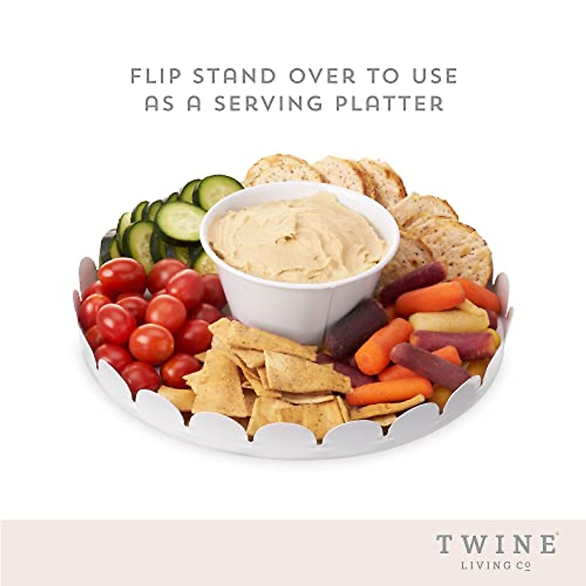 Twine White Stainless Steel Cake Stand, Set of 1, Cupcake Stand, Home Decor, Food Service, Dessert Accessory, 11-Inch Diameter, White