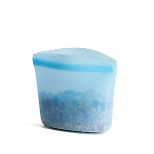 Stasher Premium Silicone Reusable Food Storage Bag, Blue | Microwave, Sous Vide, Dishwasher, Oven and Freezer Safe | BPA Free, Leak-free, Eco-friendly, 1-Cup Bowl