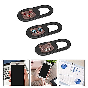 Cartoon Bear Camera Cover Slide: 3PCS Cute Animal Pattern Webcam Protection Cover Slide Phone Camera Blocker Ultra Thin Cover Slide for Laptop Tablet Mobile Phone