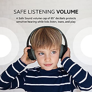 Belkin SoundForm Mini - Wireless Bluetooth Headphones for Kids with Built in Microphone - On-Ear - Bluetooth Earphones for iPhone, Fire Tablet & More - Black w/Case