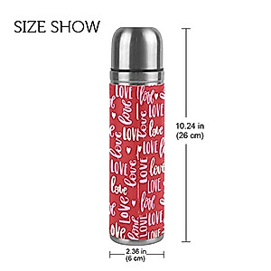 susiyo Valentine Day Drawn Love Insulated Water Bottle, 17oz Double Wall Vacuum Reusable Stainless Steel Bottle