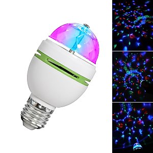 vivian E27 3W Rotating Stage Light DJ Disco Crystal LED Ball Lamp Strobe Bulb Multi Changing Color LED Light