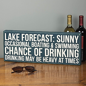 Primitives By Kathy Distressed Teal Box Sign, 20 x 8-Inches, Lake Forecast