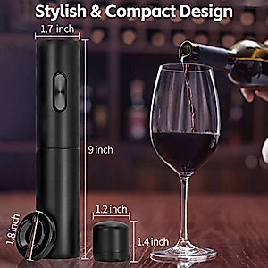 Electric Wine Opener Battery Operated Automatic Wine Bottle Opener with Wine Stopper & Foil Cutter for Wine Bottles, One-click Button Wine Corkscrew for Kitchen Bar Wine Lovers House Warming Gifts
