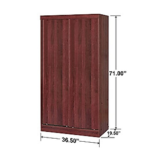 Better Home Products Modern Wood Double Sliding Door Wardrobe Mahogany