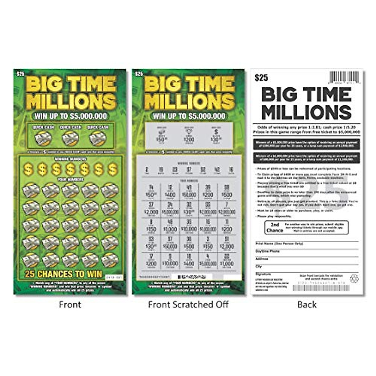 Larkmo Prank Gag Fake Lottery Tickets - 8 Total Tickets, 4 of Each Winning Ticket Design, These Scratch Off Cards Look Super Real Like A Real Scratcher Joke Lotto Ticket, Win 10,000 or $50,000