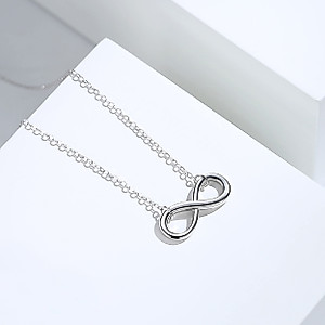 LAVISHE Rhodium Plated 925 Sterling Silver Infinity Necklaces for Women, 18 Inch