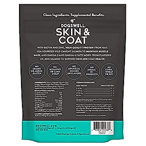 Dogswell Jerky Skin and Coat – Mini Salmon Jerky Dog Treats with Dog Skin & Coat Support (4 oz. Salmon)