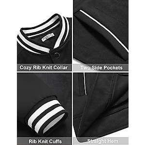 COOFANDY Men All Black Varsity Jacket Costume Letterman B Bomber Vintage Jacket Casual Stylish Jacket