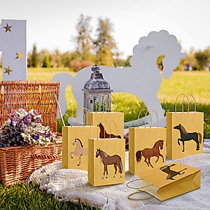 Colarr 20 Pieces Horse Party Favor Bags Horse Theme Good Gift Bags with Handles Horse Birthday Treat Bags for Western Horse Party Supplies