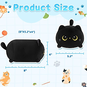 Mewaii Black Cat Plush, Cute Cat Plushies Toy, Soft Kitten Plushie Cuddle Pillow, Anime Plushie Doll, Cute Stuff Toys Gift for Girls, Boys and Males (8 Inch)