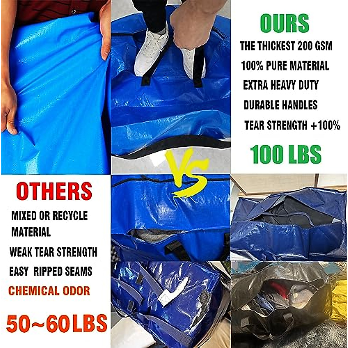 SGPAC Moving Bags Heavy Duty Extra Large with Backpack Straps,Extra Thick Storage Totes with Reinforced Handles for Space Saving,Moving Supplies & Moving Essentials,Alternative to Moving Box,8 Packs