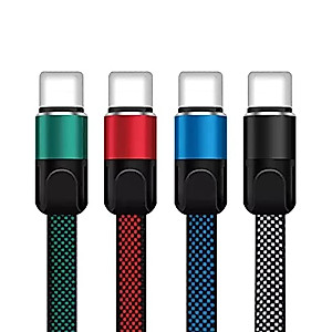 USB Type-C Cable 5A Fast Charging (3ft) Flat Nylon Braided USB-A to USB-C (White)