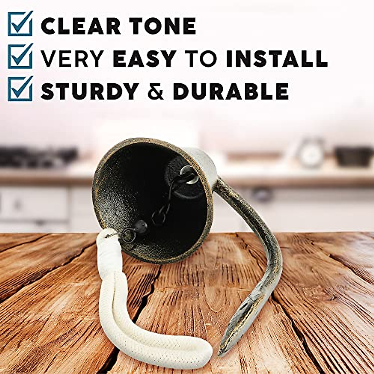 Upstreet Dinner Bell for Outside or Inside Made of Red Copper Hanging Bell, Cast Iron Outdoor Bell to Wall Mounted Surfaces for Church, Home, and School Bell (Red, 6)