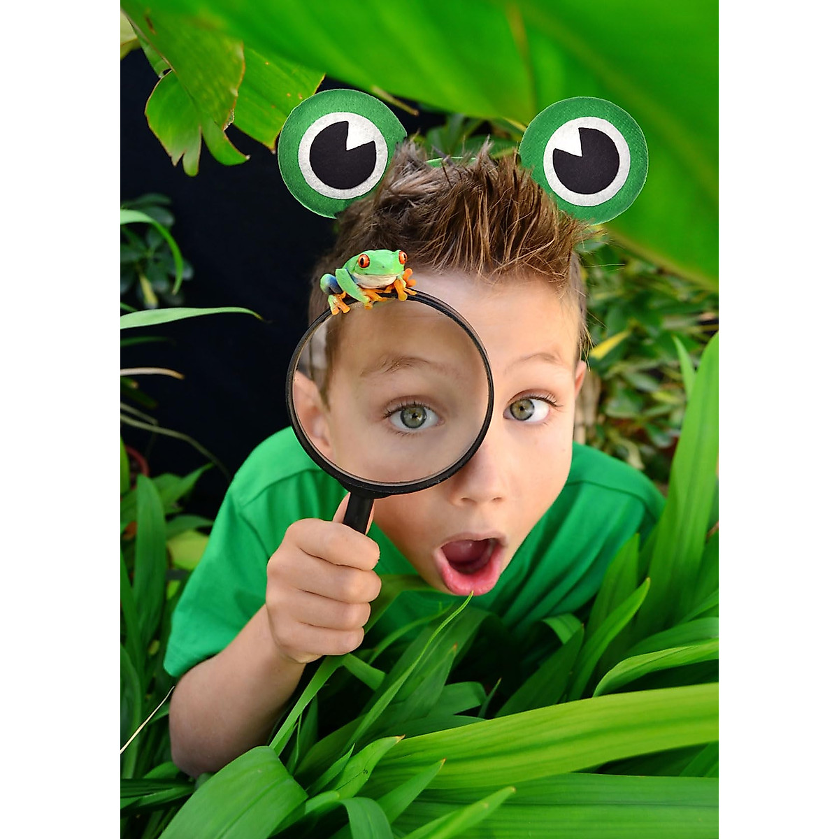 Yilistore Green Frog Ear Headband, Frog Eyes Headband Jungle Safari Headbands,Cartoon Animal Ears Headpiece for Halloween,Christmas