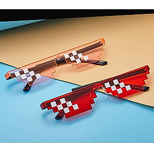 HSSUNSINE 10 Pack Thug Life Sunglasses 8 Bit Pixel Mosaic Glasses Photo Props Unisex Sunglasses for Men Women (10 pack colored mixed)