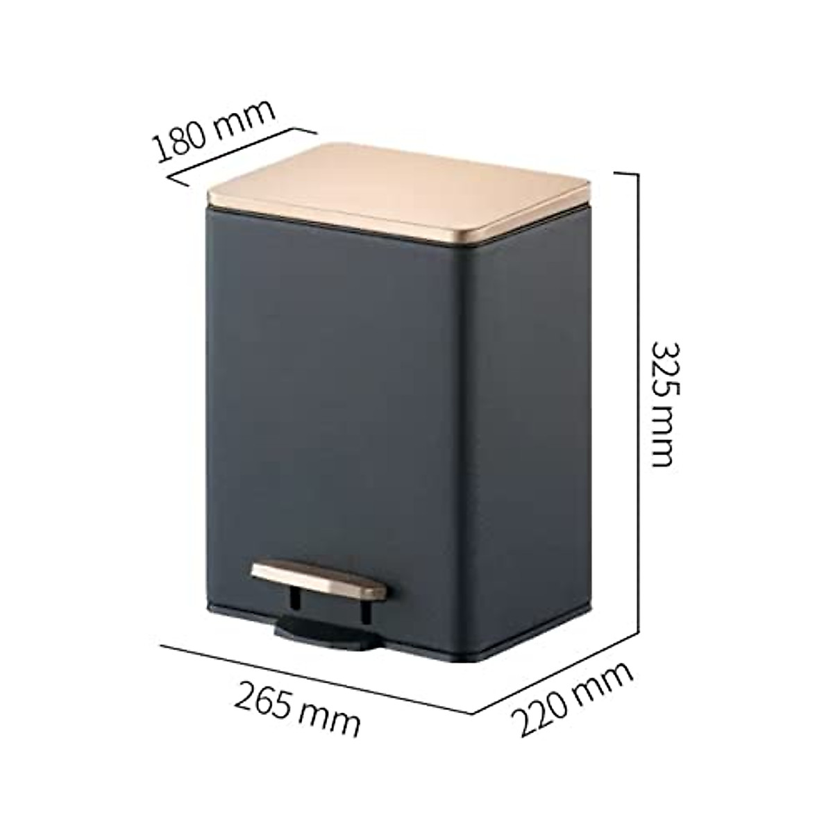 JGATW Garbage Can Household Trash Cans Living Room Creative Step Trash Can with Lid Bedroom Office Bathroom for Home Office (Color : Black, Size : 9L)