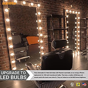 Sunlite 41696 LED G25 Edison Globe Light Bulb, 8.5 Watts (100W=), Medium E26 Base, 800 Lumens, Dimmable, Clear Glass, Antique Long Filament, 90 CRI, Title-20 Compliant, 2700K Soft White, 4 Count