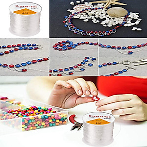 BingBing 2 Packs 0.7mm Elastic String, Jewelry Cord, Bracelet Rope Crystal Beading Cords, Transparent Beaded Line, Can Easily Pass Through Jewelry, Suitable for DIY Making (2Pack 0.7mm-White)