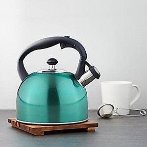 Amazon Basics Stainless Steel Tea Kettle, 2.4-Quart, Teal