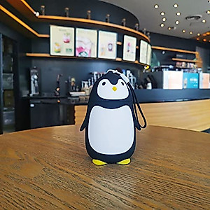 Aduomi Penguin Water Bottle Stainless Steel Insulation Water Bottles Coffee Cartoon Penguins Kids Gifts 8.4oz/250ML, Black, 5.79*3.23inch