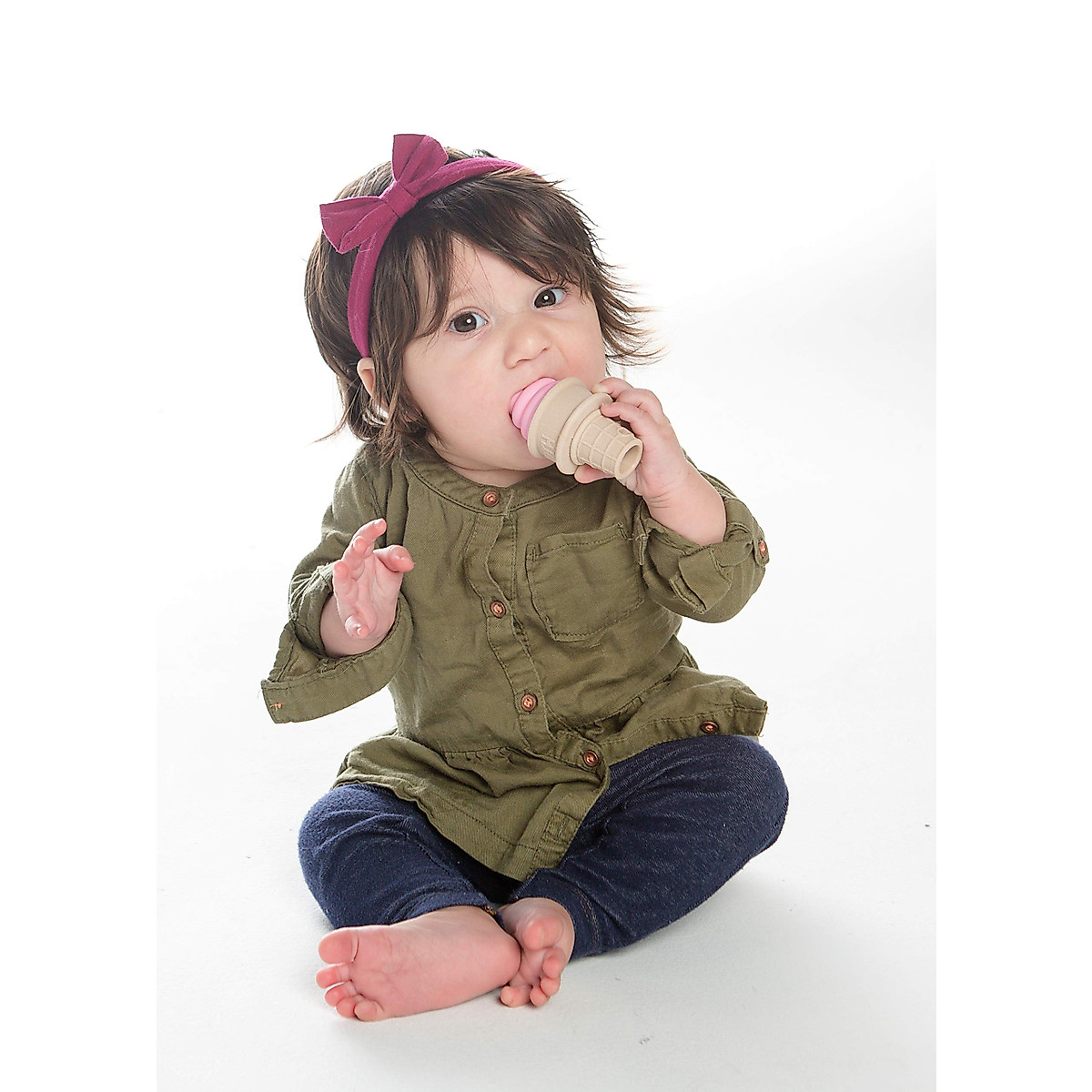 SweeTooth Ice Cream Cone Shaped Baby Teether - Pretty Pink