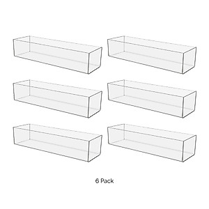 Marketing Holders 6 Pack Acrylic Retail Tray One Compartment 15" Wide x 4" Deep Countertop Merchandise Dump Bin See Through Flippable Storage Caddy for Expos Businesses and Tradeshows