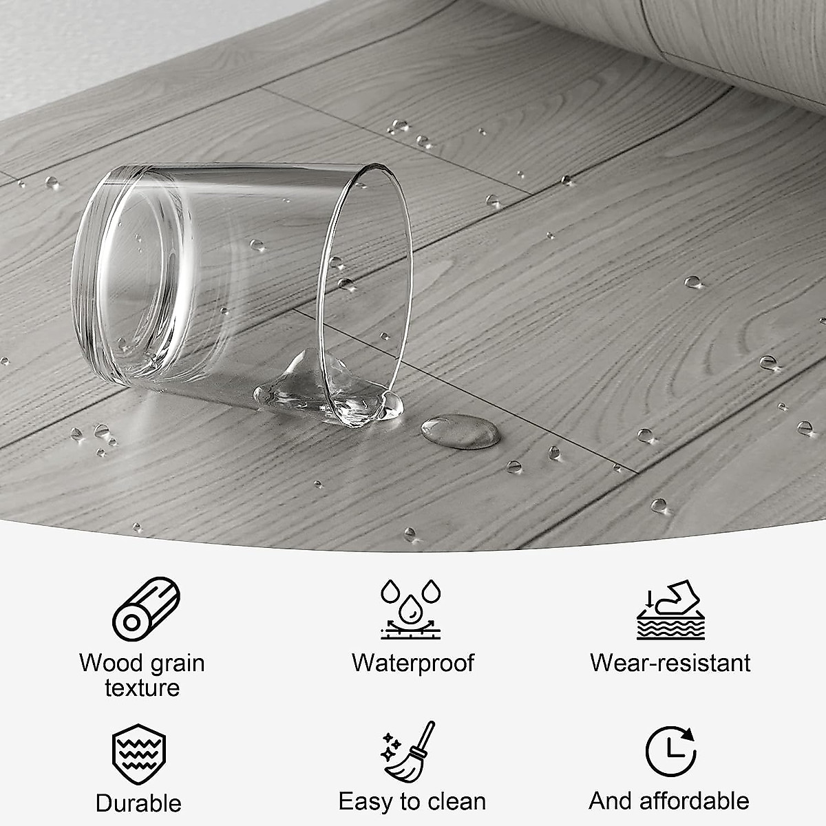 Guokller Peel-Stick-Vinyl-Floor-Tile, Self Adhesive Waterproof for Transfer Bathroom, Kitchen, Living Room, Bedroom-(Natural Grey Wood Grain) (23.7" x 197" (32.3 Sq.Ft), Natural Willow, 1)