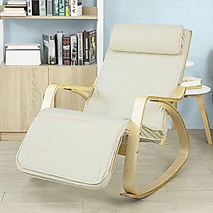 Haotian Comfortable Relax Rocking Chair with Foot Rest Design, Lounge Chair, Recliners Poly-Cotton Fabric Cushion,FST16-W,White Color